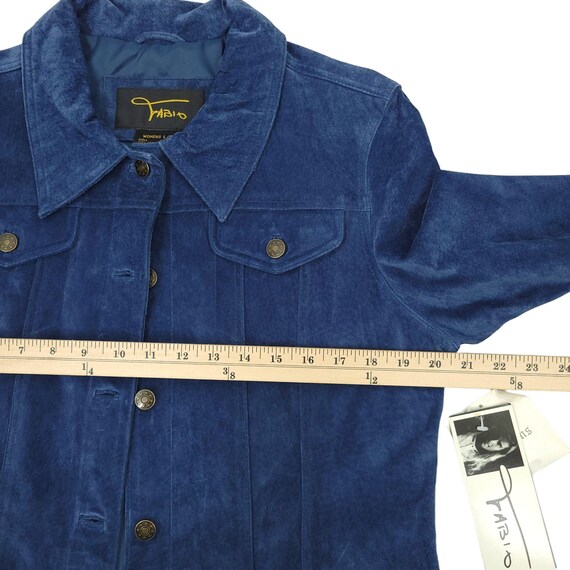 Fabio Blue Suede Leather Jacket READ Womens Size L Bu… - Gem