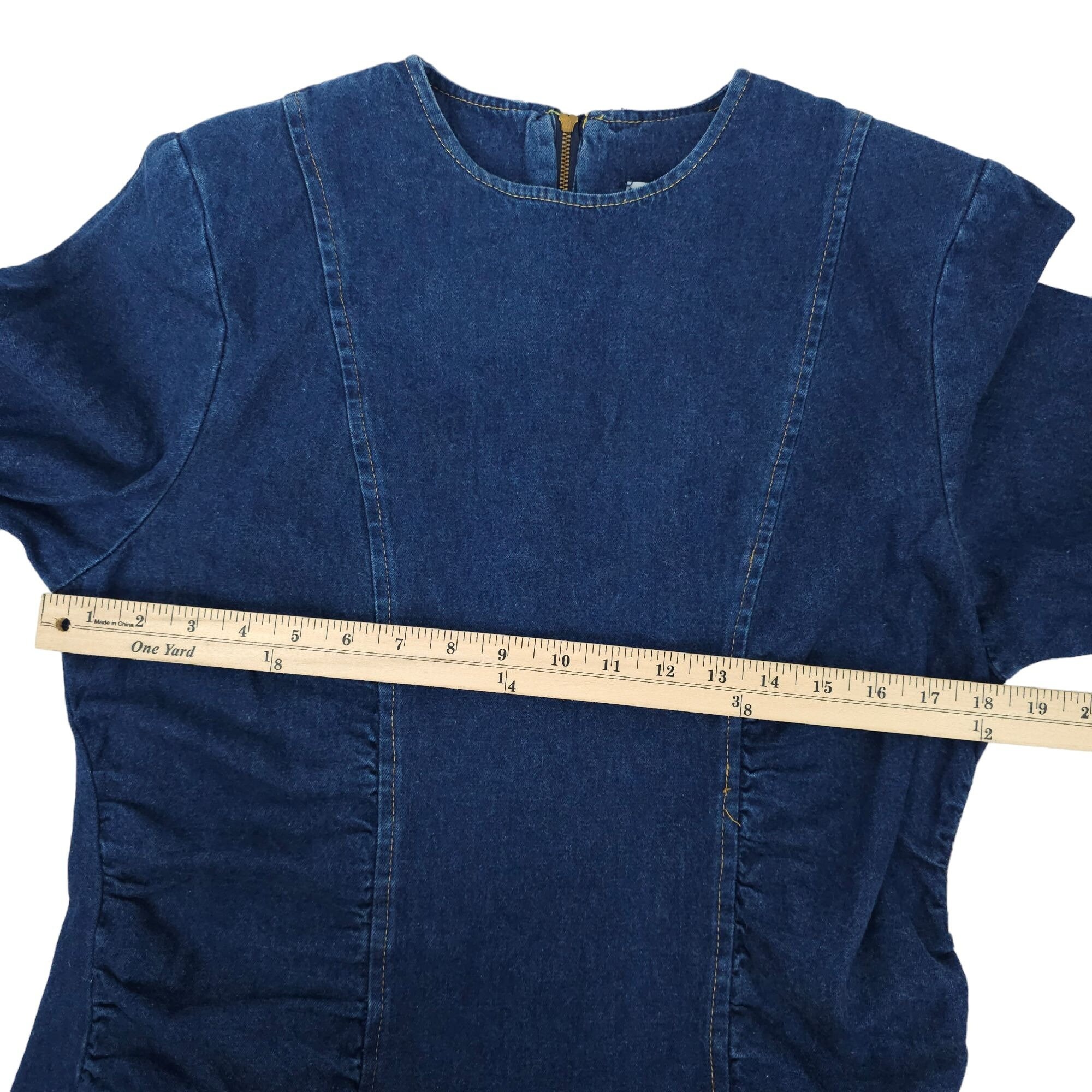 Vintage Denim Dress Modest READ SIZE 13/14 Long Sleeve Y2K 80s 90s Dark ...