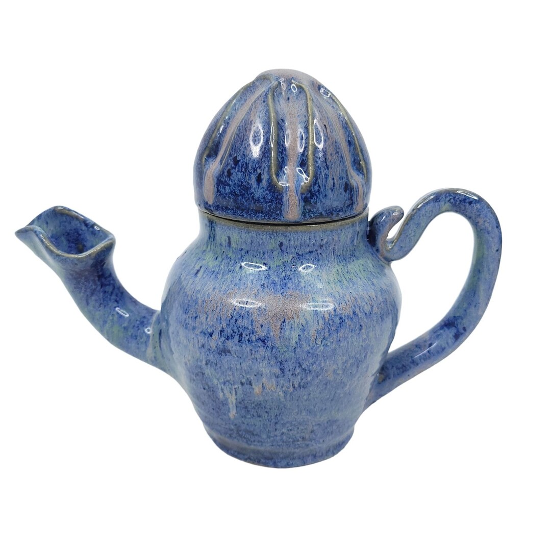 Whimsical Blue Teapot Southern Pottery 24 Oz Handmade Boho Artsy Unique ...