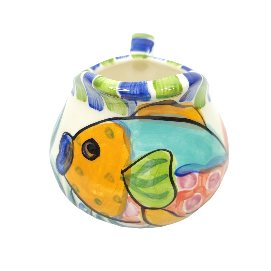 Vintage Vicki Carroll Pottery 32 Oz Splish Splash Fish Pitcher Jug 1994 ...