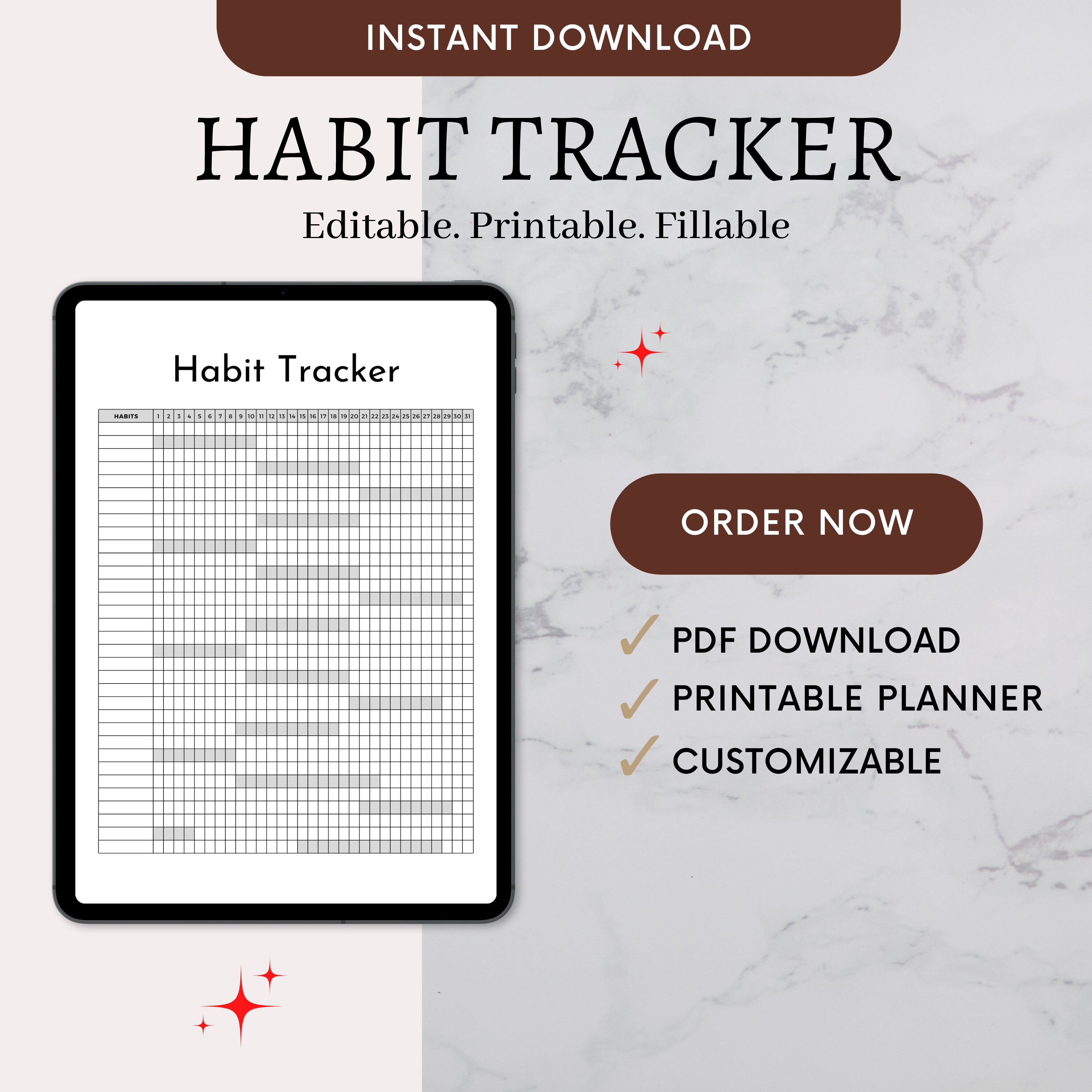 2022 Habit Tracker Printable Habit Tracker Digital Monthly, Daily Habit ...