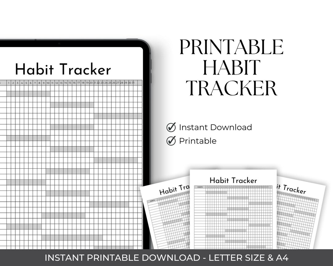 Digital Planner Template | Habit Tracker Printable | Monthly & Daily ...