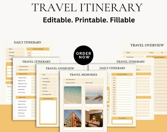 Simple Travel Itinerary Planner A4 Travel Printable Travel - Etsy