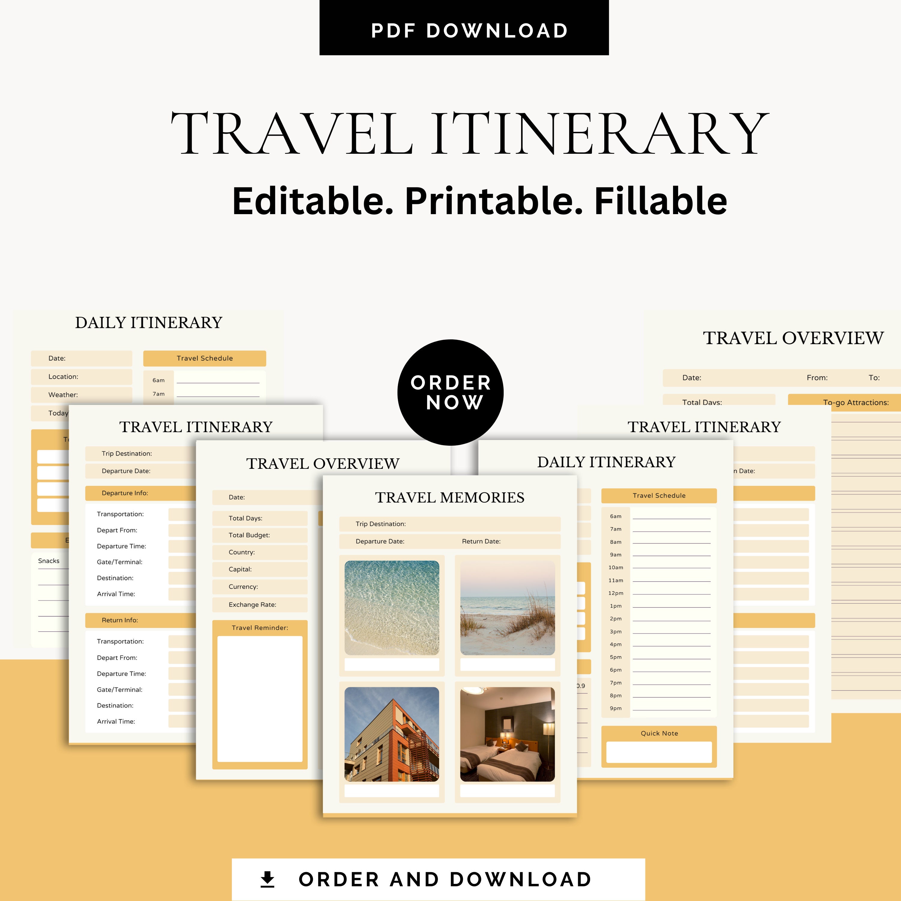 Simple Travel Itinerary Planner A4 Travel Printable Travel Printable ...