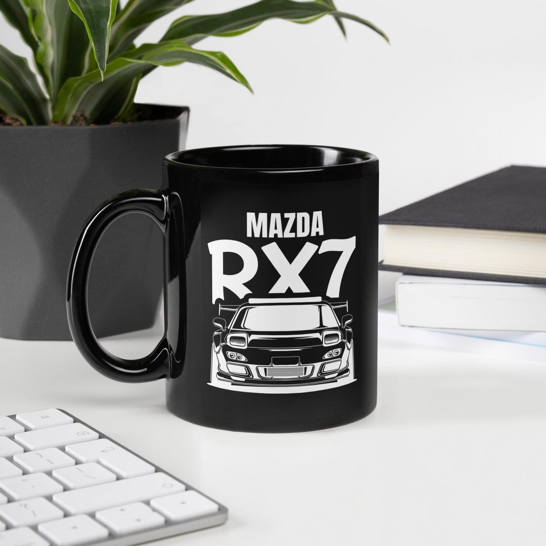 Mazda RX7 Car Mug, Mazda Fan Coffee Mug, Black Car Mug, Car Mug for ...