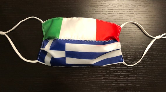 2 Pack Italy x Greece Flag Face Mask Washable Cotton Cloth | Etsy