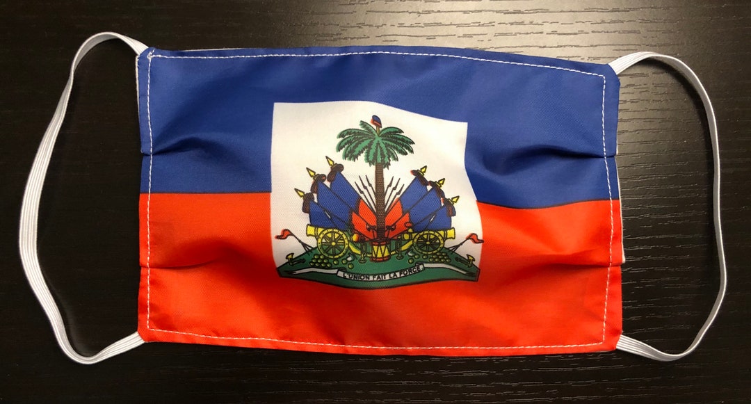 2 Pack Haitian Face Mask Haiti Flag Washable Cotton Cloth Fabric ...