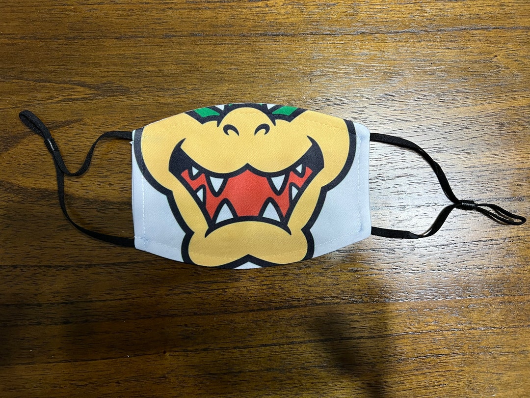 Bowser Halloween Costume Face Mask Adjustable Elastic Straps Washable ...
