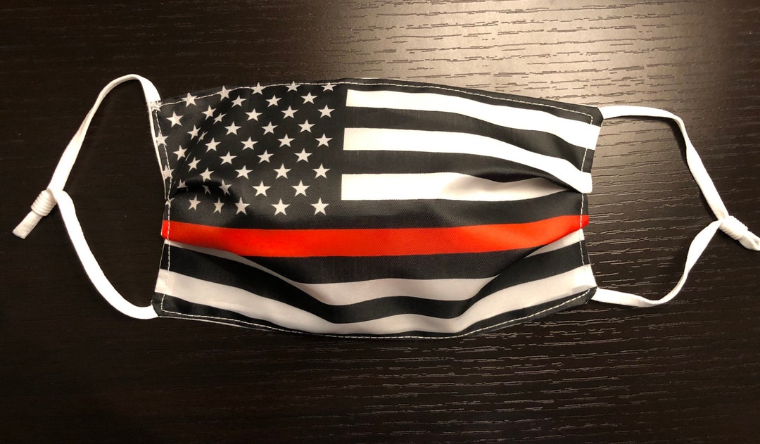 2 Pack Thin Red Line Face Mask Washable Cotton Cloth Fabric Adjustable ...