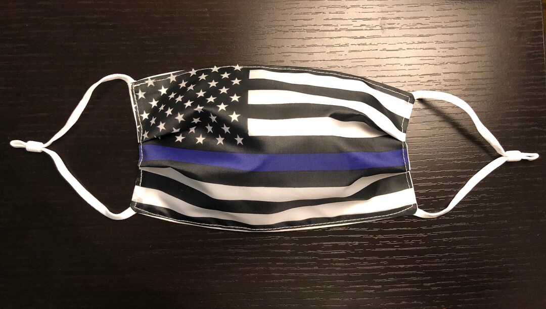 2 Pack Thin Blue Line Face Mask Blue Lives Matter American Flag ...