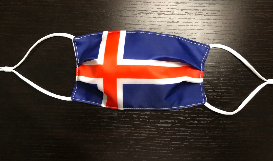 2 Pack Iceland Flag Face Mask Washable Cotton Cloth Fabric Adjustable ...