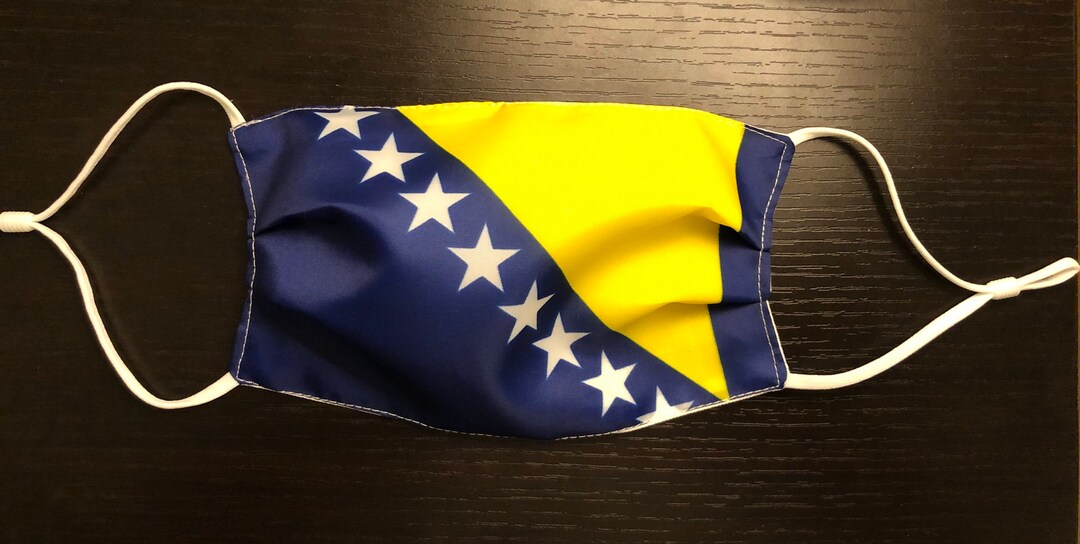 2 Pack Bosnia and Herzegovina Flag Face Mask Washable Cotton Adjustable ...