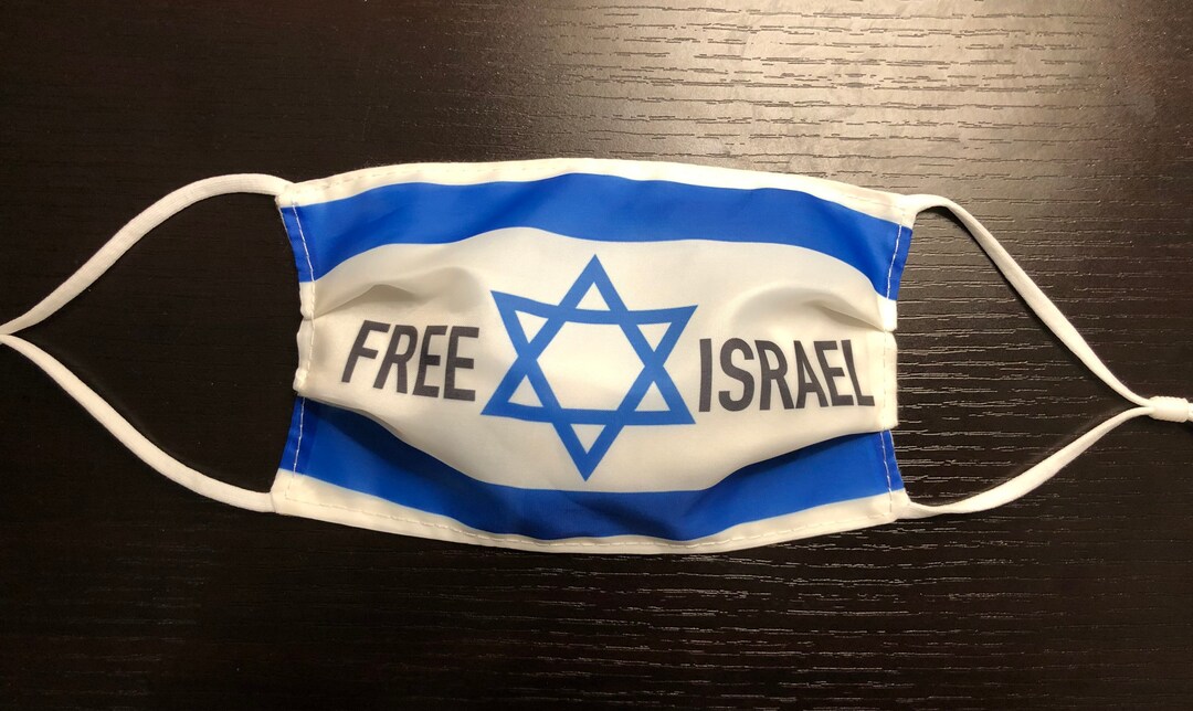 Free Israel Flag Face Mask Adjustable Elastic Straps Washable Israeli ...