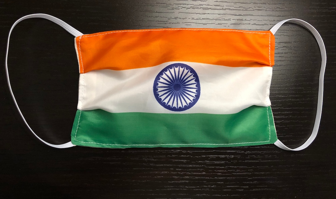 2 Pack India Face Mask Washable Indian Flag Cotton Cloth Fabric ...