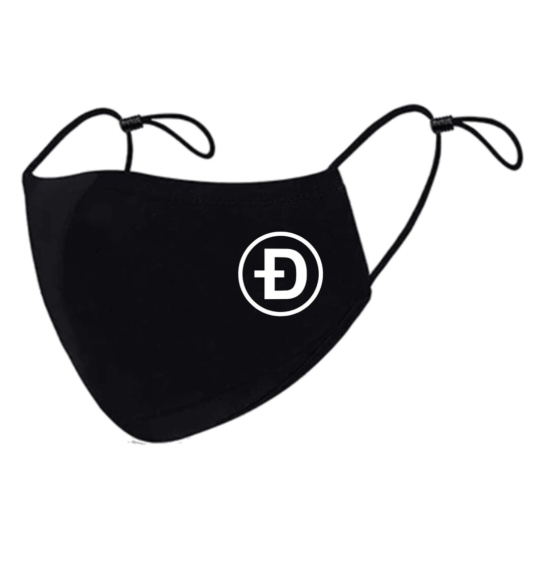 Dogecoin Symbol Face Mask Washable Cotton Adjustable Elastic Straps ...