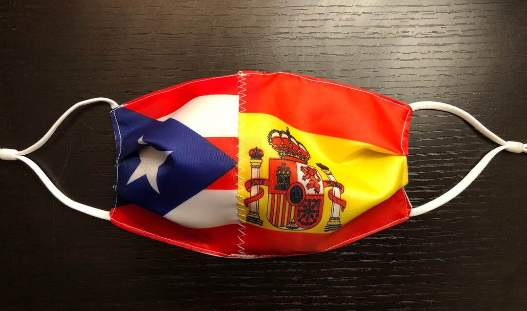 2 Pack Spain X Puerto Rico Rican Flag Face Mask Washable Adjustable ...