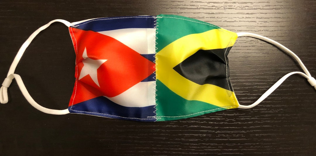 2 Pack Cuba Jamaica Flag Face Mask Washable Cotton Cloth Fabric ...
