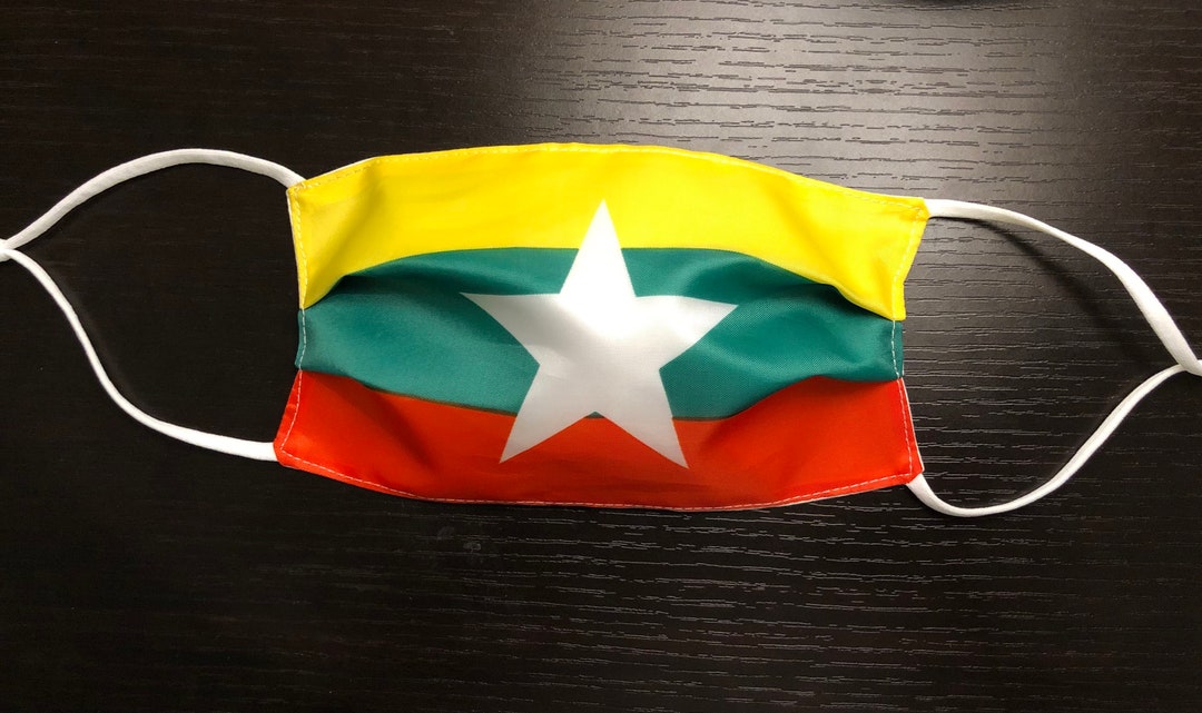 2 Pack Myanmar Flag Face Mask Washable Cotton Cloth Fabric Adjustable ...