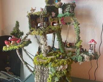 Fairy House Kitchen Stove, Table With Stools and a Set of Shelves That ...