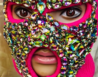 Rhinestone Ski Mask PINK Sparkle Full Face Ski Mask Balaclava - Etsy