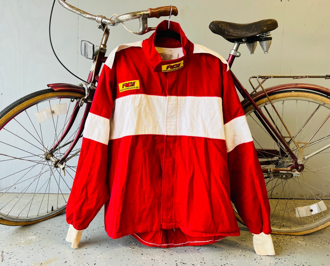 Vintage 1980s Red & White RCI High-neck Patched Zip-up Racing Jacket ...