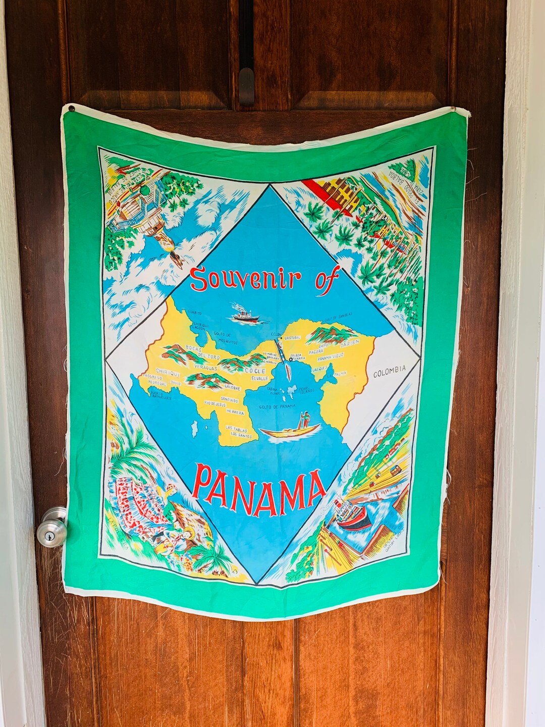 Vintage 1950s/60s Panama Tropical Map Scarf/wall Hanging. Maps. Scarves ...