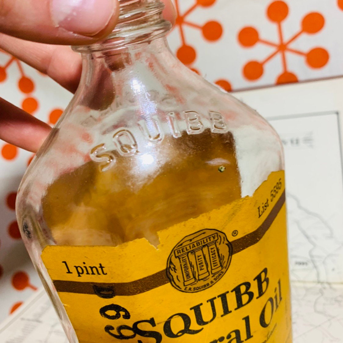 Vintage 1940s/50s Squibb Mineral Oil Bottle. Vintage | Etsy