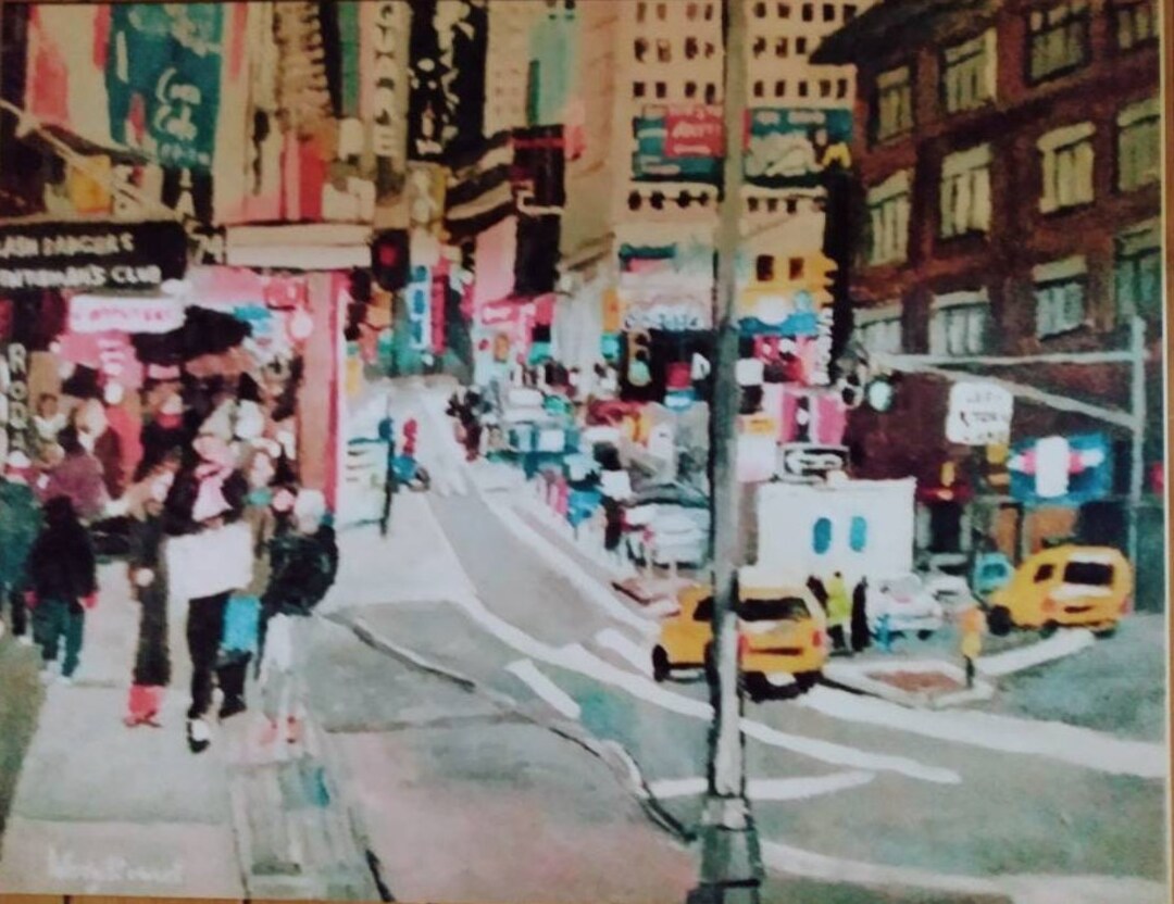 New York Street Scene. Limited Edition Prints Times Square Taxis ...