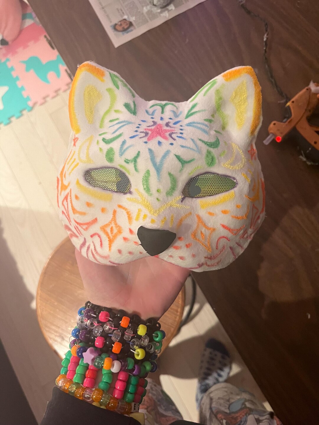 Rainbow Pattern Cat Mask - Etsy