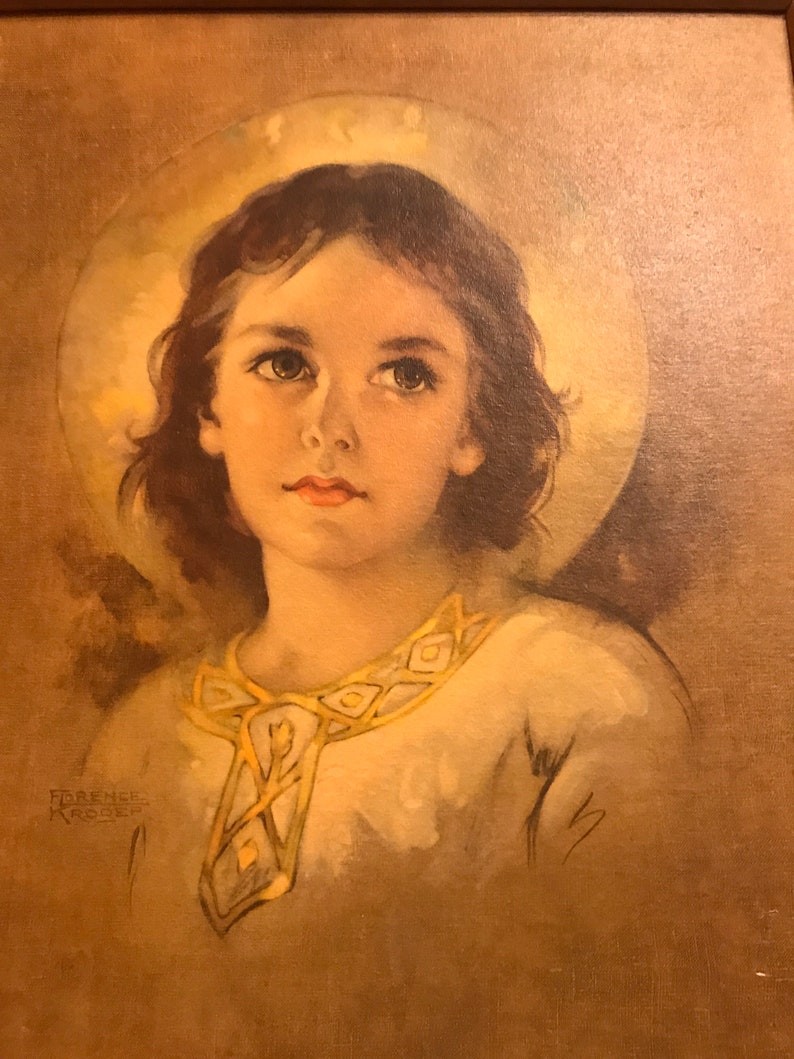 Florence Kroger “the Boy Christ” Lithograph Canvas in 16” X 20” Framed ...