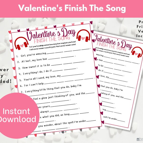 Finish the Lyrics Game - Etsy