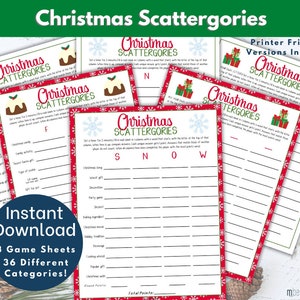 Christmas Scattergories Printable Game, Virtual Zoom Christmas Party ...