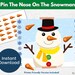 Christmas Pin the Nose on the Snowman Printable Game, Activities for ...