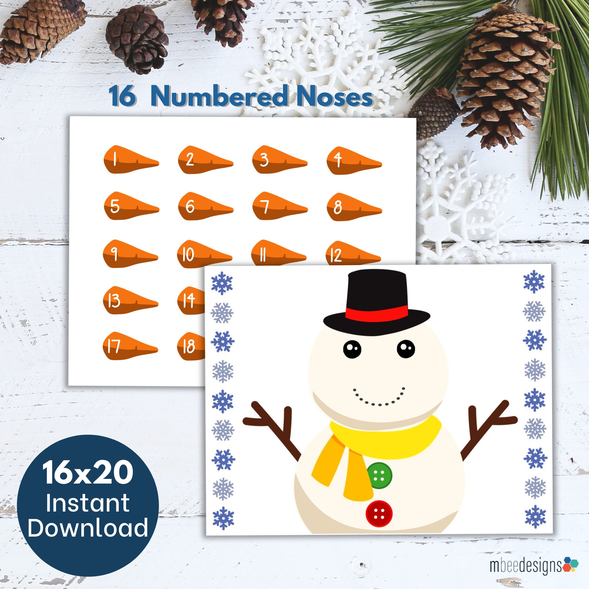Christmas Pin the Nose on the Snowman Printable Game, Activities for ...