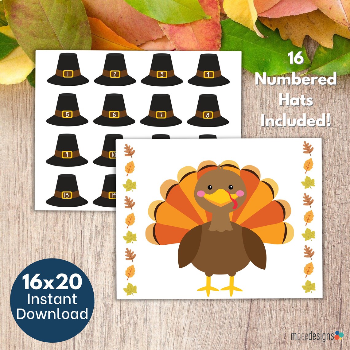 Thanksgiving Pin the Hat on the Turkey Printable Game, Friendsgiving ...