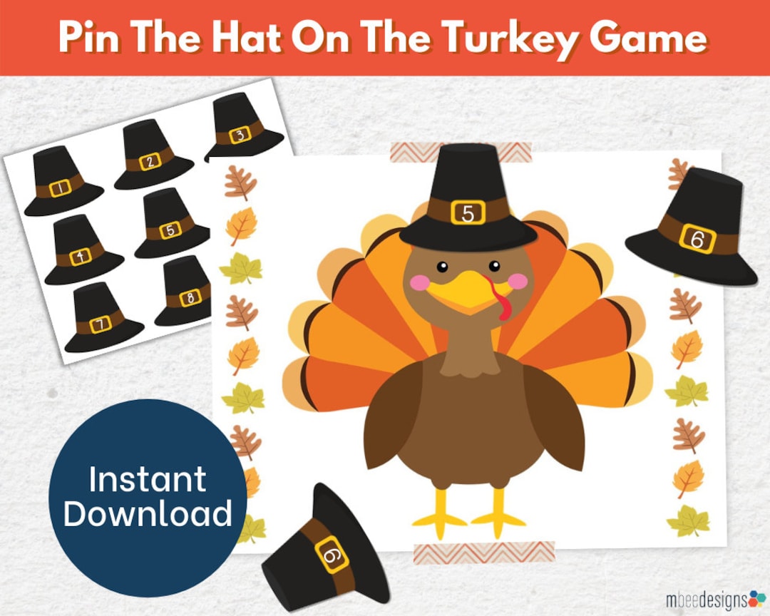Thanksgiving Pin the Hat on the Turkey Printable Game - Etsy