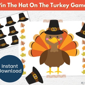 Thanksgiving Pin the Hat on the Turkey Printable Game - Etsy