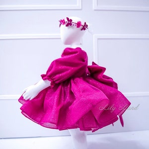 Fuchsia Birthday Girl Dress, Tutu Sparkling Prom Dress, Flower Girl ...