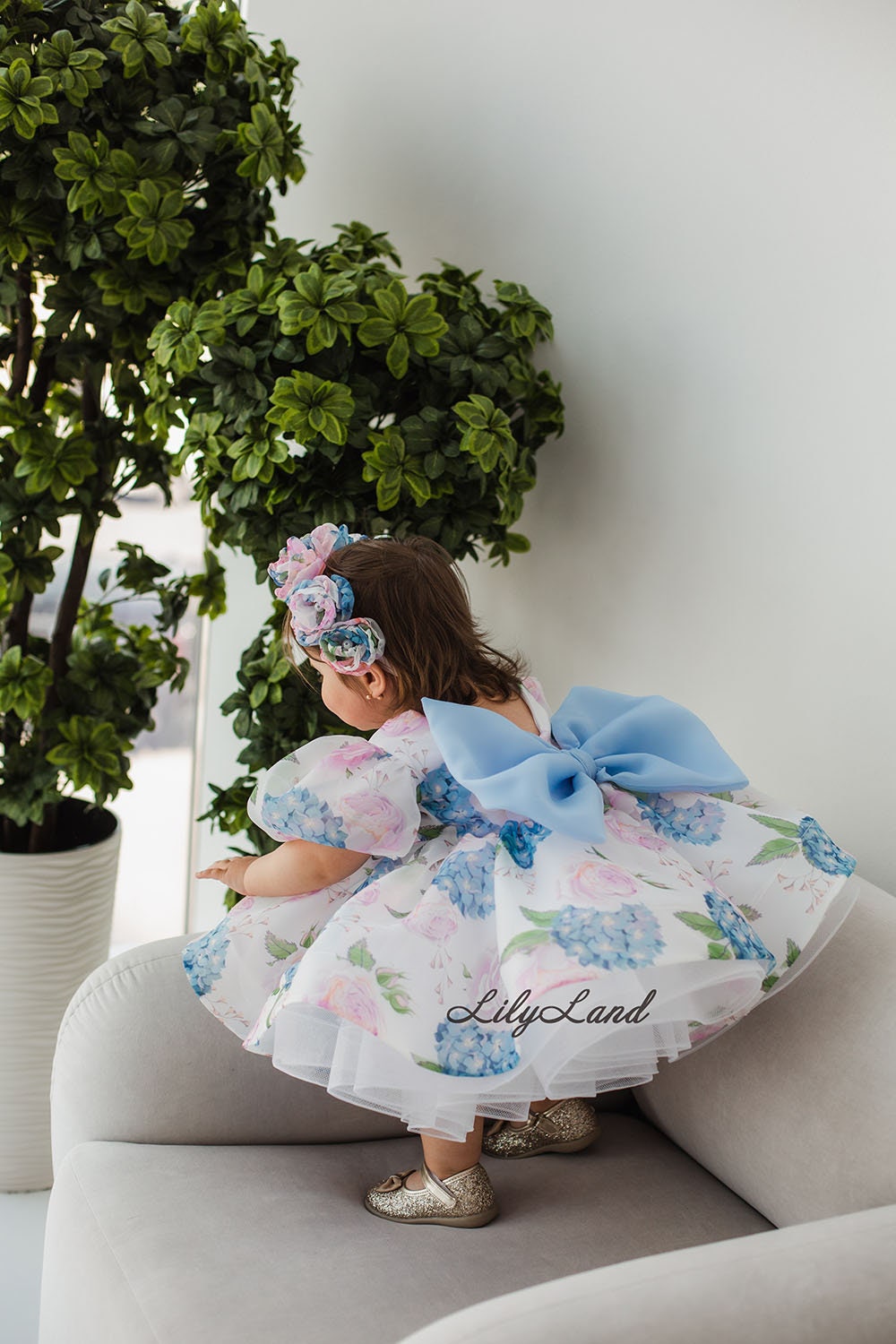 Blue&pink Hydrangea Floral Prom Ball Gown Dresses, Wedding Guest Flower ...
