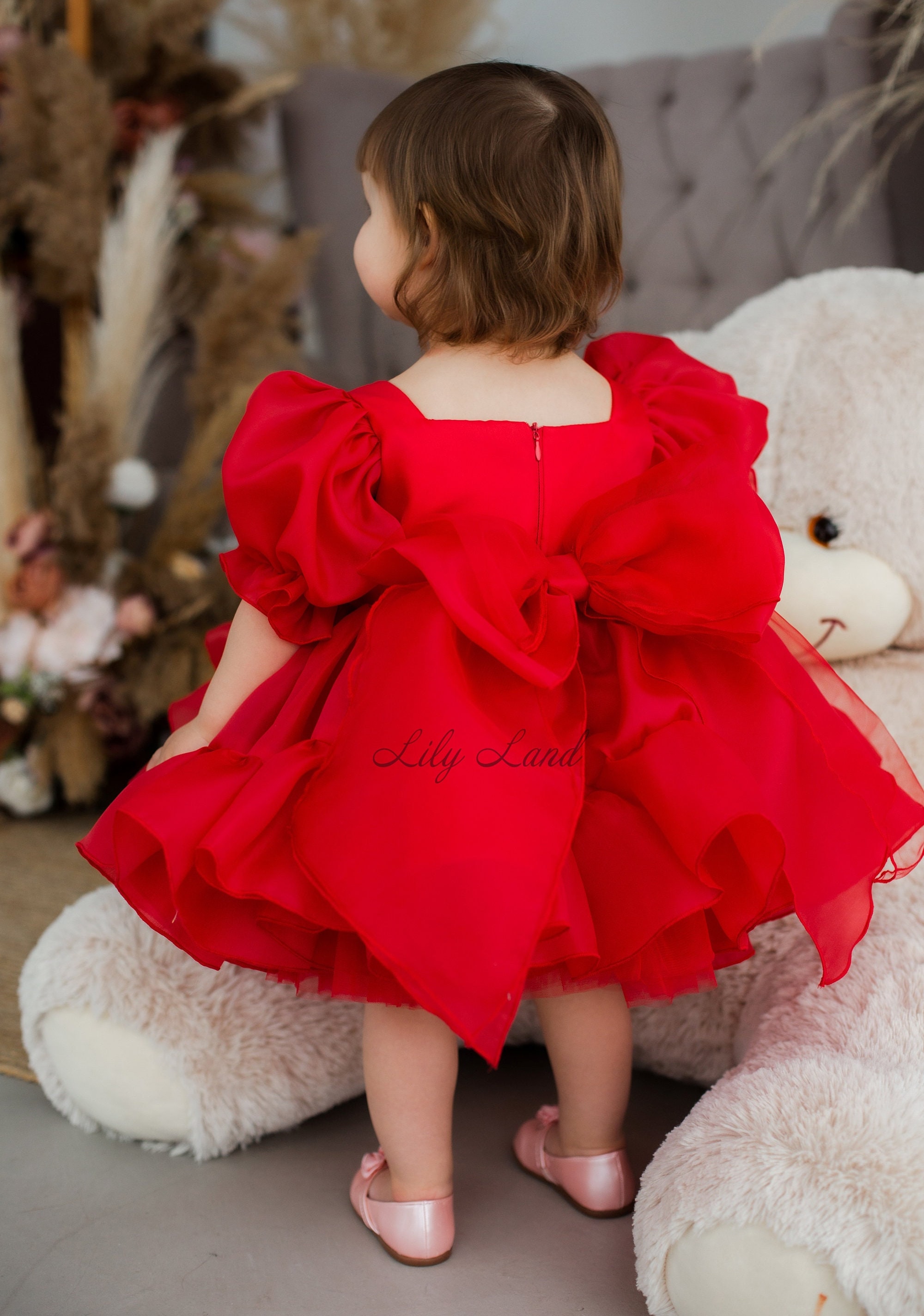 Red 1st Birthday Dress, Tutu Prom Gown, Puffy Flower Girl Dress, Party ...