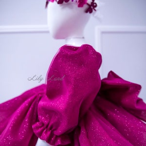 Fuchsia Birthday Girl Dress, Tutu Sparkling Prom Dress, Flower Girl ...