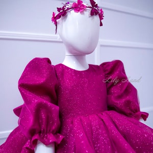 Fuchsia Birthday Girl Dress, Tutu Sparkling Prom Dress, Flower Girl ...