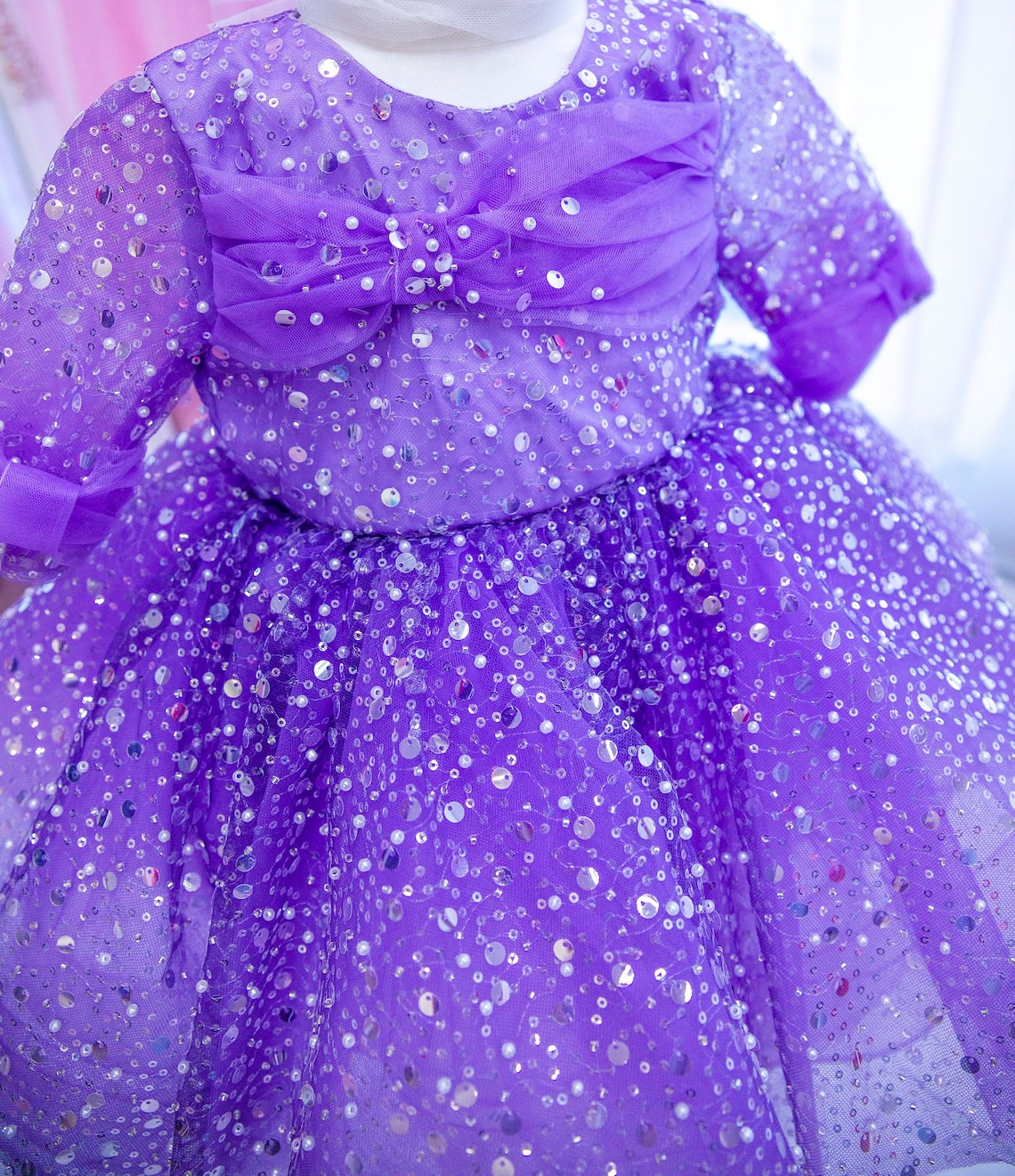 Sequined Party Girl Dress Purple Birthday Girl Dress - Etsy