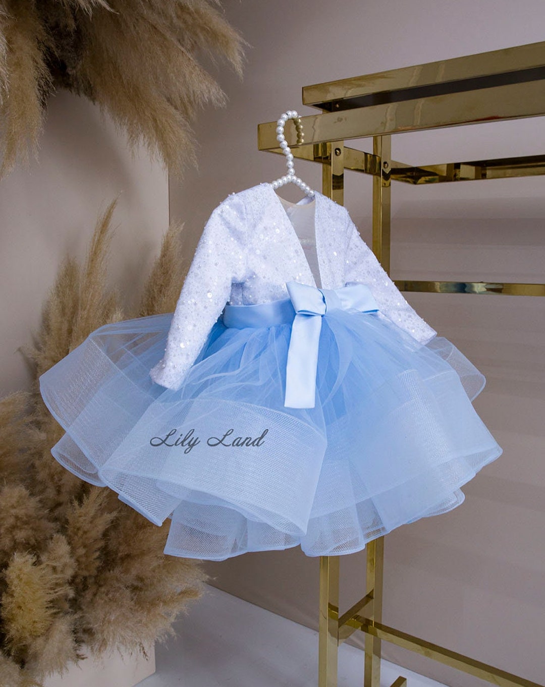 Blue Sparkly Birthday Party Girl Dress, Flower Girl Dress, Tutu Tulle ...