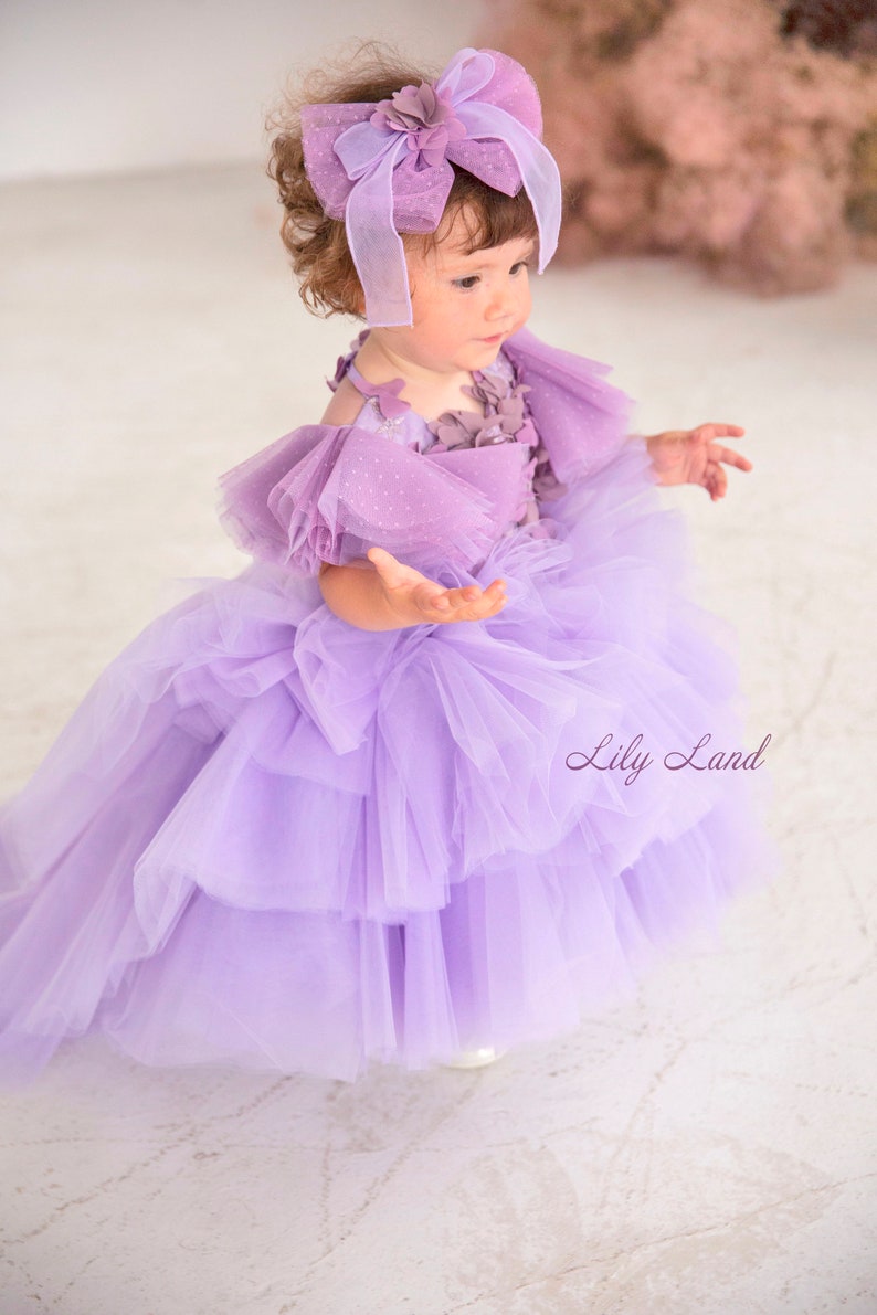 Lilac Birthday Girl Dress Flower Girl Dress Floral Dress - Etsy