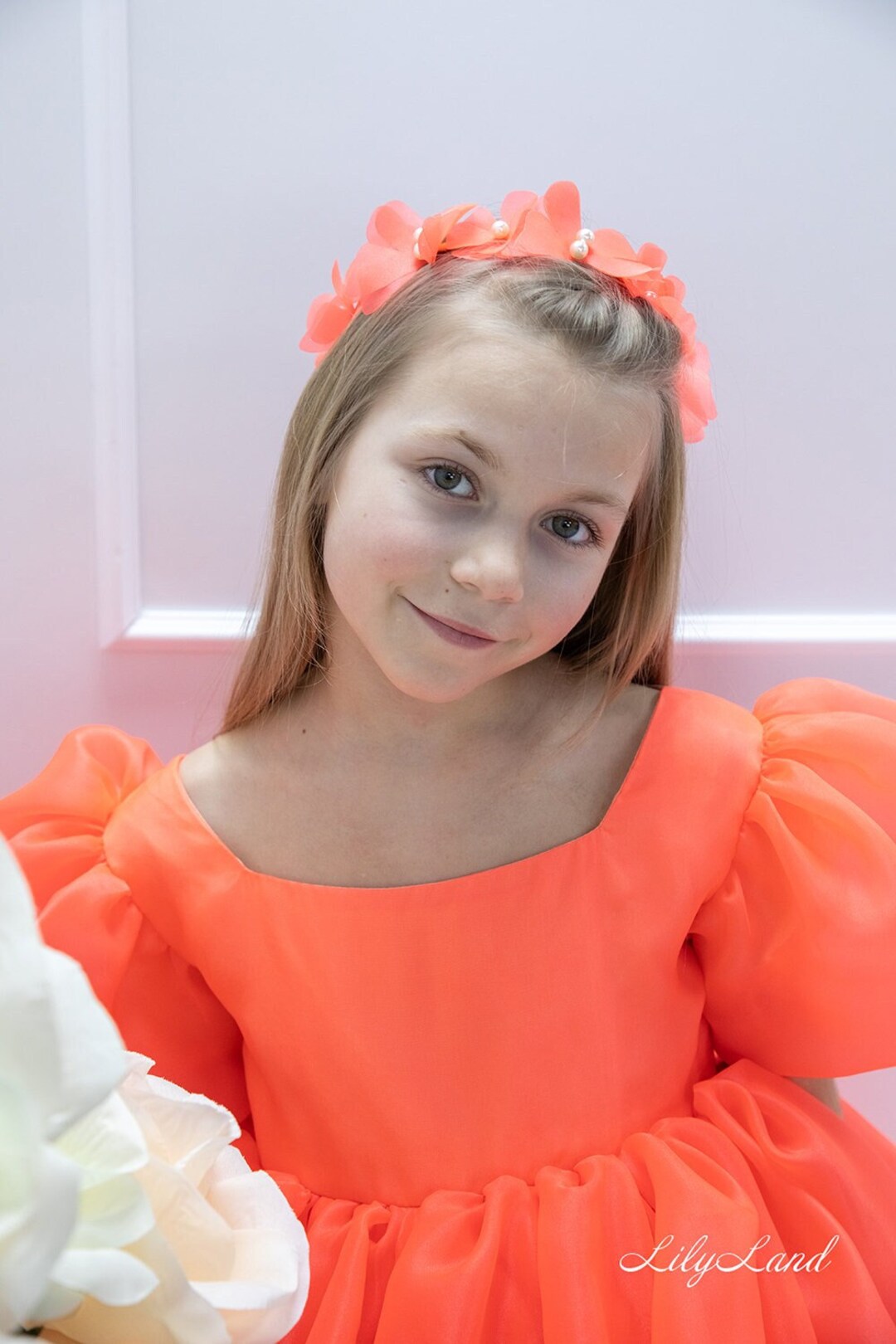 Bright Orange Butterfly Crown, Cute Flower Girl Headband, Birthday ...