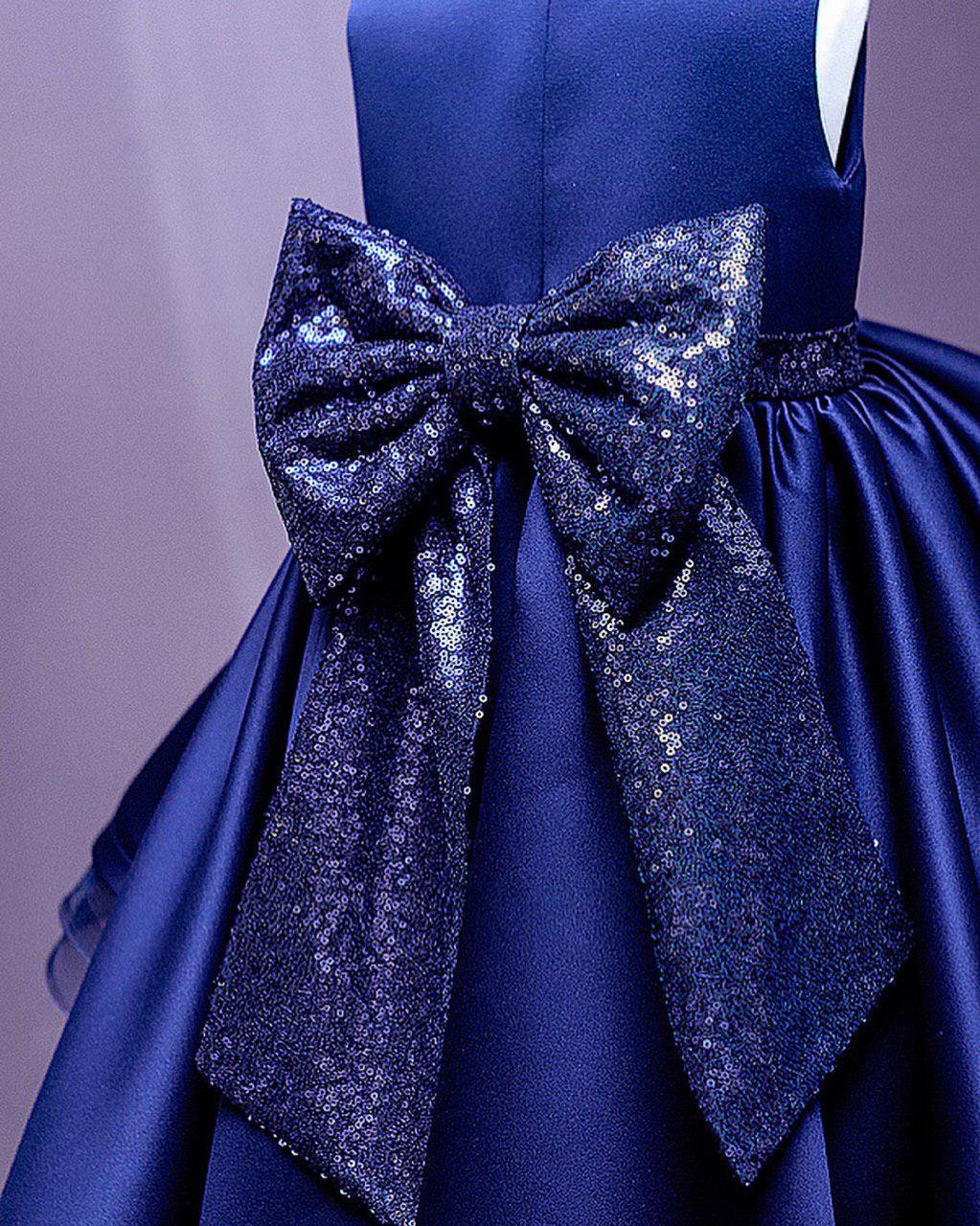 Royal Blue Girl Dress Elegant Bow Knot Girls Dress Ball Gown Etsy