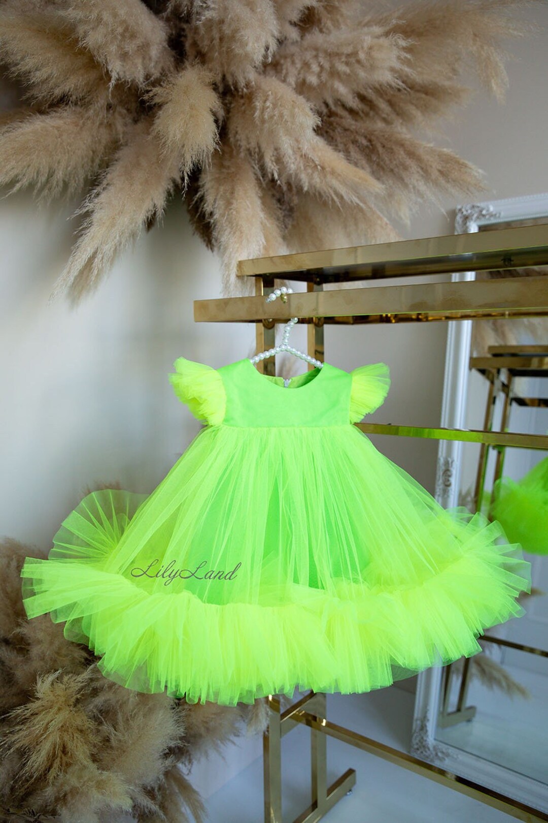 Neon Yellow Tutu First Birthday Dress, Flower Girl Dress, Prom Ball ...