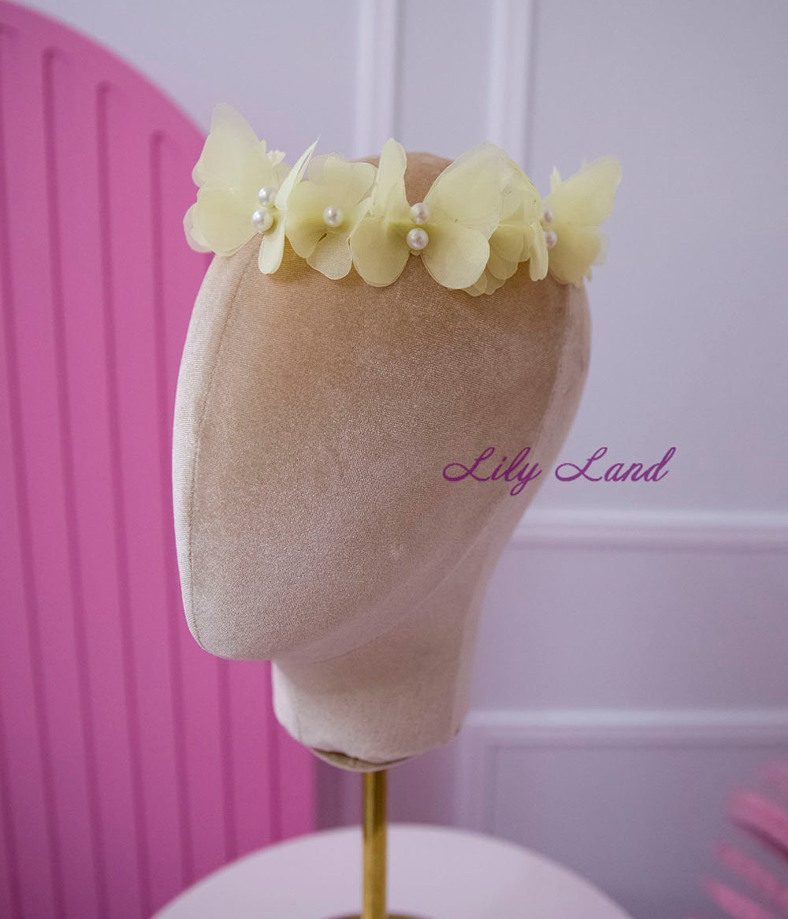 Yellow Butterfly Crown, Cute Flower Girl Headband, Birthday Girl ...