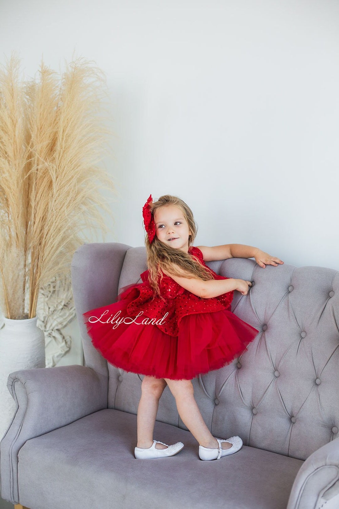 READY TO SHIP, Size 12-18, Red Pageant Dress, Birthday Girl, Flower ...